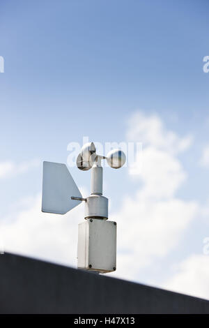 An anemometer. An anemometer is a device for measuring wind speed. This ...