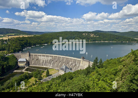 Dam at Edersee reservoir, Waldecker Land region, Edertal, Hesse ...