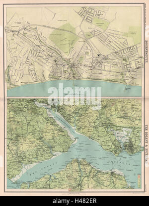 BOURNEMOUTH antique town city plan. West Cliff. Dorset. BAEDEKER, 1910 ...