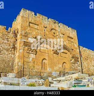 Israel, Jerusalem. The Golden Gate, the only eastern gate of the Temple ...