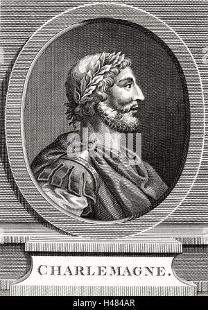Portrait of Charlemagne, Charles the Great, King of the Franks (ruled ...