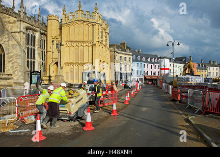 Repaving work going on in Cirencester, Gloucester, England UK Stock ...