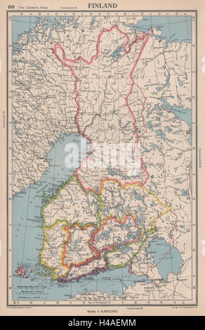 FINLAND showing provinces, and pre-1940 & 1944 borders/changes 1947 old ...