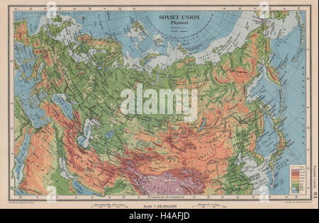 SOVIET UNION PHYSICAL. USSR. Railways. BARTHOLOMEW 1952 old vintage map ...
