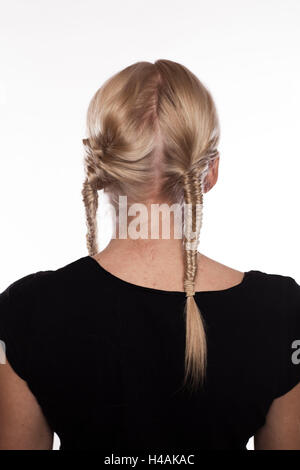 Instructions double fishbone plait step 2 of 2 Stock Photo - Alamy