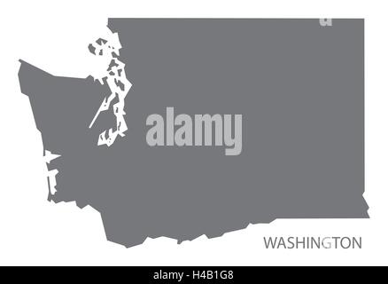 Washington State isolated map. Black outlines on white background Stock ...