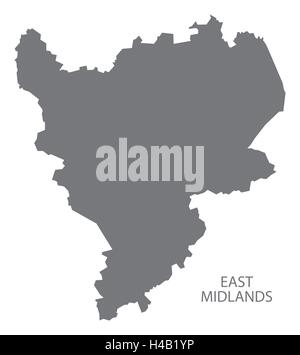 Map of The East Midlands England. Black and outline maps. EPS Vector ...