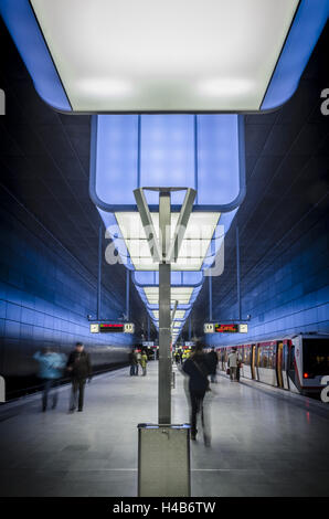 U-Bahn Überseequartier subway station, U4 subway line, HafenCity ...