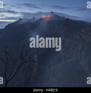 Observatory in the mountain Arieiro in the daybreak, Madeira, Portugal ...