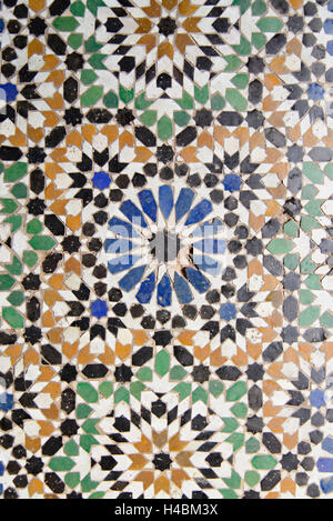 Morocco, Bahia Palace; Marrakech, Mosaic tile floor detail at Palais ...