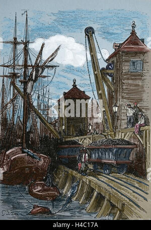 Inside the Docks. Engraving by Gustave Doré, from 'London, a Pilgrimage ...