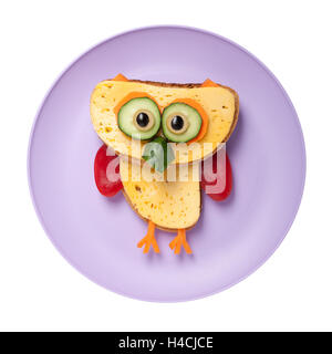 Owl made of bread and cheese on plate and board Stock Photo - Alamy