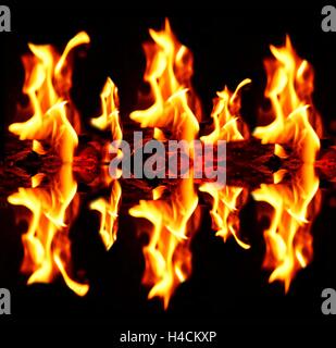 Fire flames with reflection on black background Stock Photo - Alamy