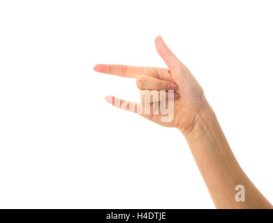 Woman's hand showing ROCK Stock Photo - Alamy