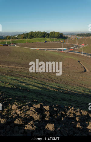 New road earthworks construction layout pegs markings on industrial ...