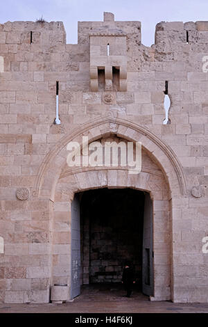 Ultra orthodox jew walk through Jaffa gate or Bab al-Khalil Old city ...