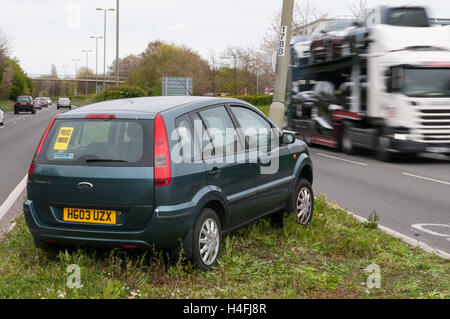 A car crashed into a lamp post Stock Photo - Alamy