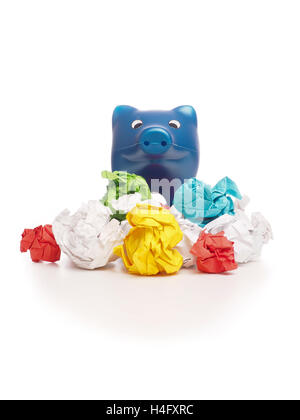 concept image of successful idea, crumpled paper and light bulb sketch ...