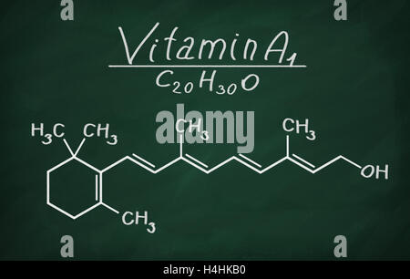 Structural model of Vitamin A1 (retinol) on the blackboard Stock Photo ...
