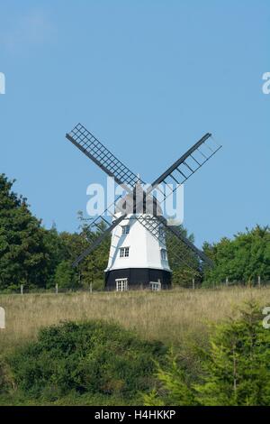 Cobstone Windmill above Turville Village in snow, Chiltern Hills ...