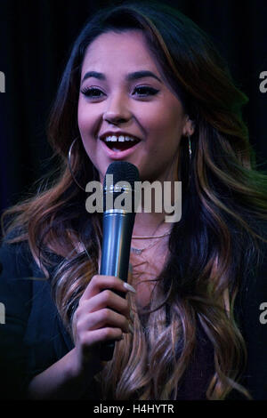 Singer Becky G. performing at a radio station on September 30th, 2015 ...