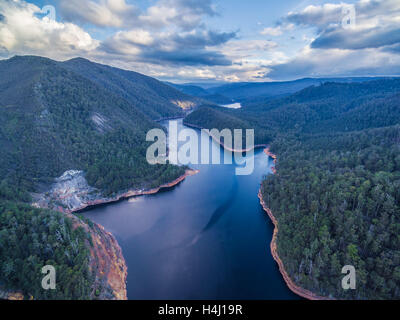 Beautiful Cethana lake aerial view. Cethana, Tasmania, Australia Stock ...