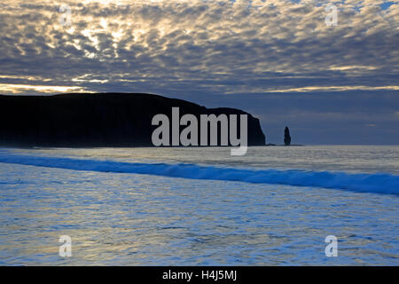 Sunset over Am Buachaille sea stack from Sandwood Bay Sutherland ...