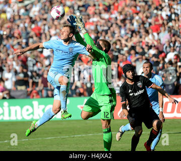 New York City FC goalkeeper Matt Freese (49) snags the ball as Inter ...