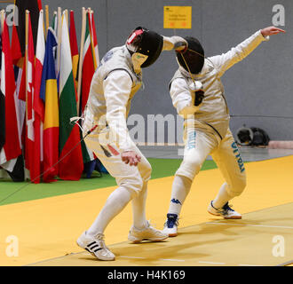 (dpa) - German foil fencer Peter Joppich (Koblenz) cheers on the ...