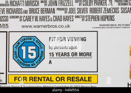 15 rating on DVD case - contains very strong language and soft drug use ...