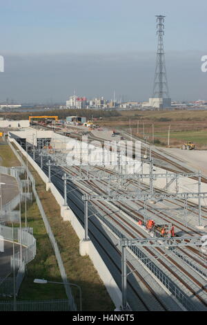 Channel Tunnel Rail Link under construction near the Meadway viaduct ...