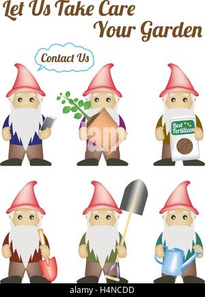Garden gnome icons set. Cartoon set of garden gnome vector icons for ...
