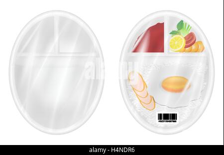 Polyethylene and polystyrene packaging for food, 3d realistic vector ...