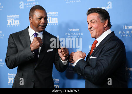 Actor Sylvester Stallone and Carl Weathers at The Santa Barbara ...