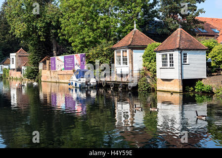 Gazebos overlooking River Lee, Ware, Hertfordshire Stock Photo - Alamy