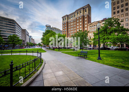 Walkway and buildings at McPherson Square, in Washington, DC Stock ...