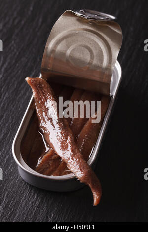 Canned anchovy fillets as background, closeup view Stock Photo - Alamy