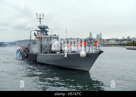 Baku, Azerbaijan. 19th Oct, 2016. Damavand destroyer of Iranian Navy ...