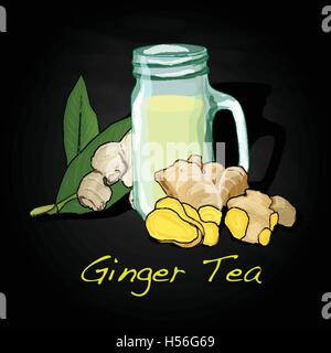 Ginger tea vector illustration isolated set white background Stock ...