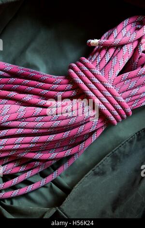 Pink climbing rope close up Stock Photo - Alamy