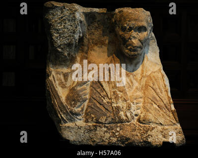 Roman Art. Funerary portrait. Marble. Relief from a tomb. It shows ...