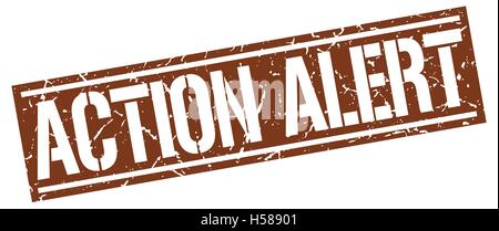 action alert stamp. action alert square grungy blue sign Stock Vector ...