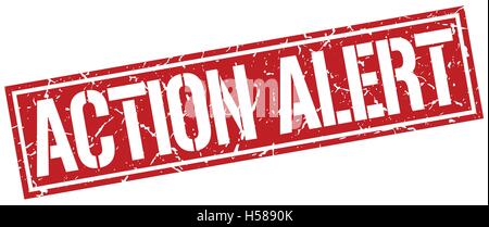 action alert stamp. action alert square grungy black sign Stock Vector ...