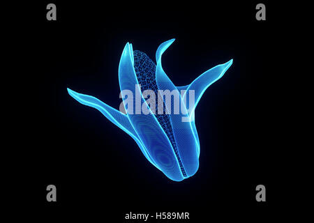 Corn in Hologram Wireframe Style. Nice 3D Rendering Stock Photo - Alamy