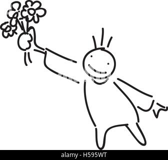 Gentleman Character with Giving Flowers Concept Design Stock Vector ...