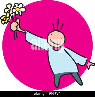 Gentleman Character with Giving Flowers Concept Design Stock Vector ...