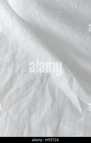 Used bed sheets texture, clean white crumpled cotton material surface ...