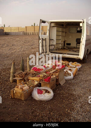 11th November 2003 An arms cache put on display by the U.S. Army inside ...