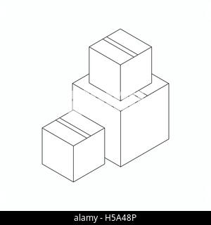 3D isometric box shape. Small cube in a big cube. Abstract dimensional ...