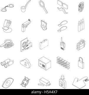 Isometric spy icons set with secret agents and espionage characters ...